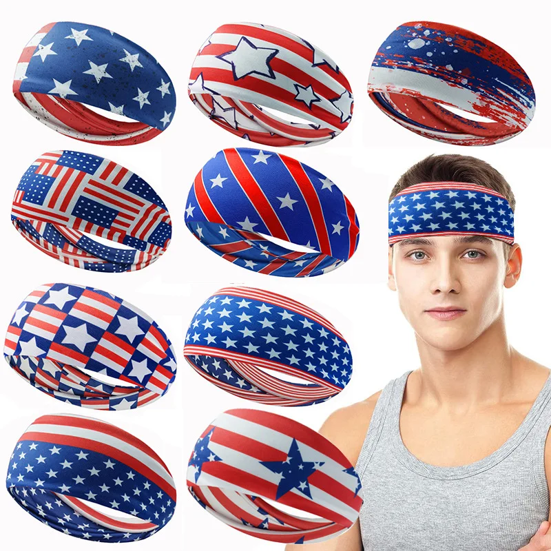 American Flag Headband USA Twisted Hair Band July 4th Bandanas Stretchy ...