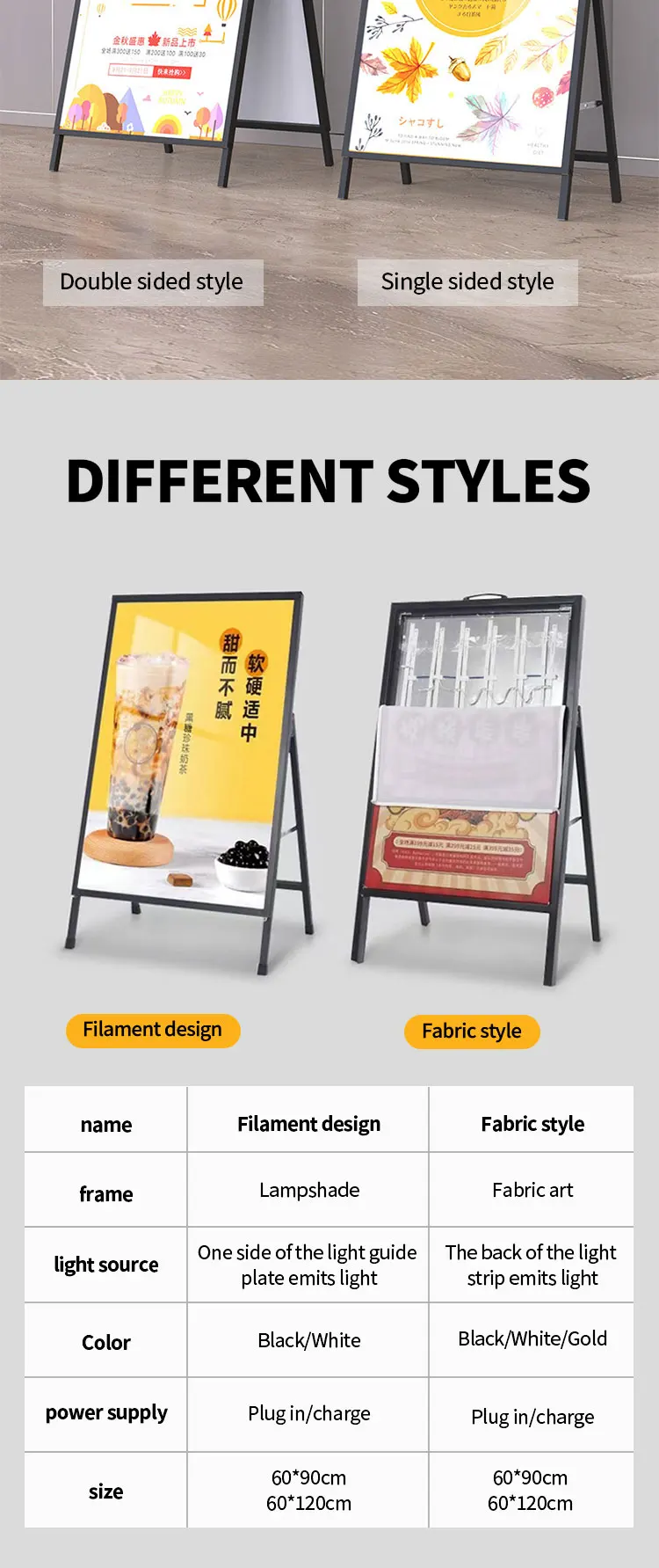 A Stand Led Menu Board Poster Frame Discount Board - Shuntai