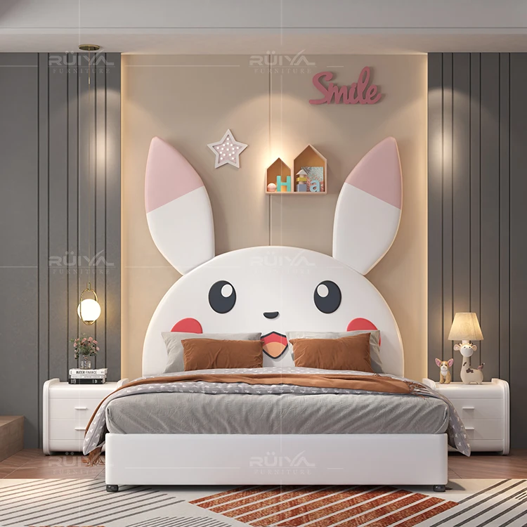 Luxury Bedroom Furniture - Kids Double Beds with Pikachu Cartoon