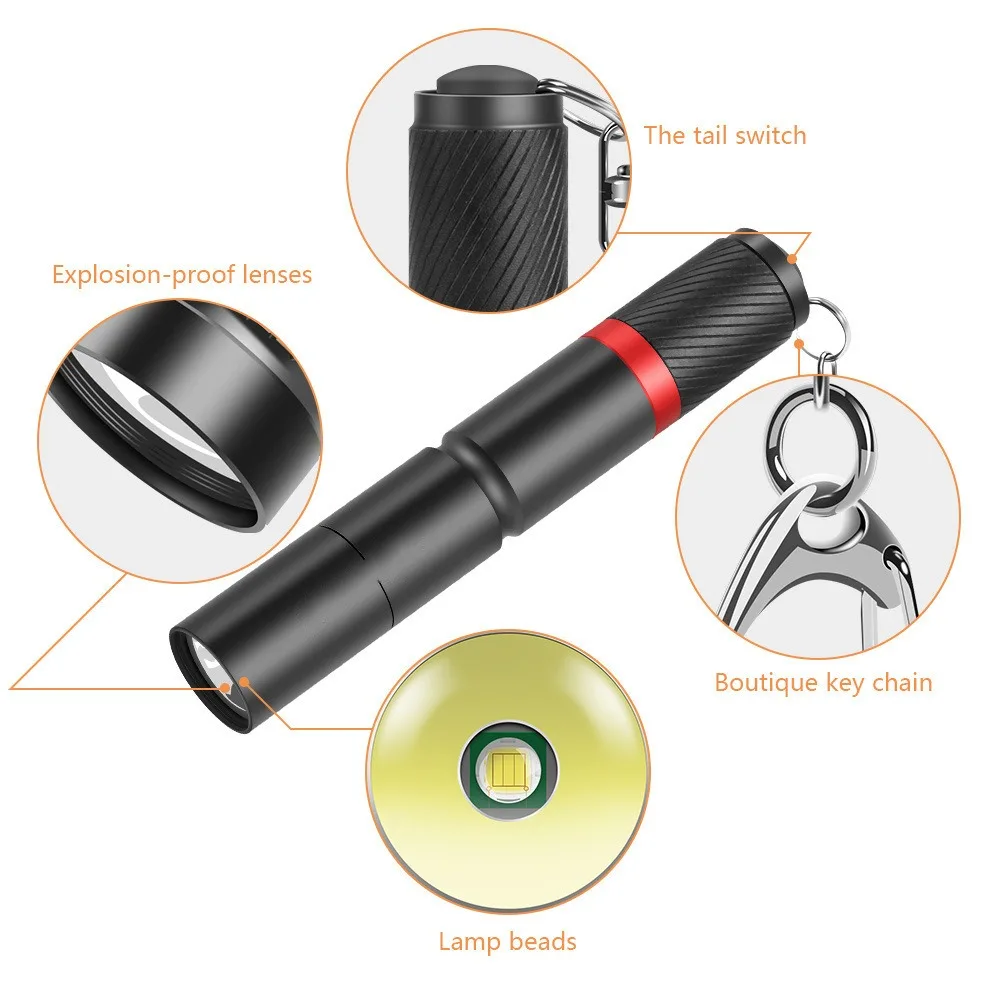 Portable Keychain Flashlight Mini AAA Battery Torch Light Small Size ...