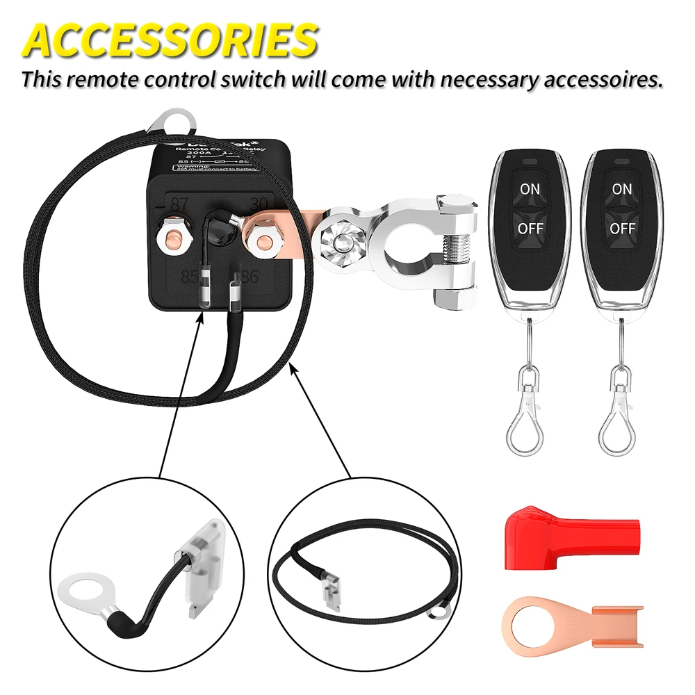 Remote 12V Battery Disconnect Switch 200A with Wireless Control Fobs ...