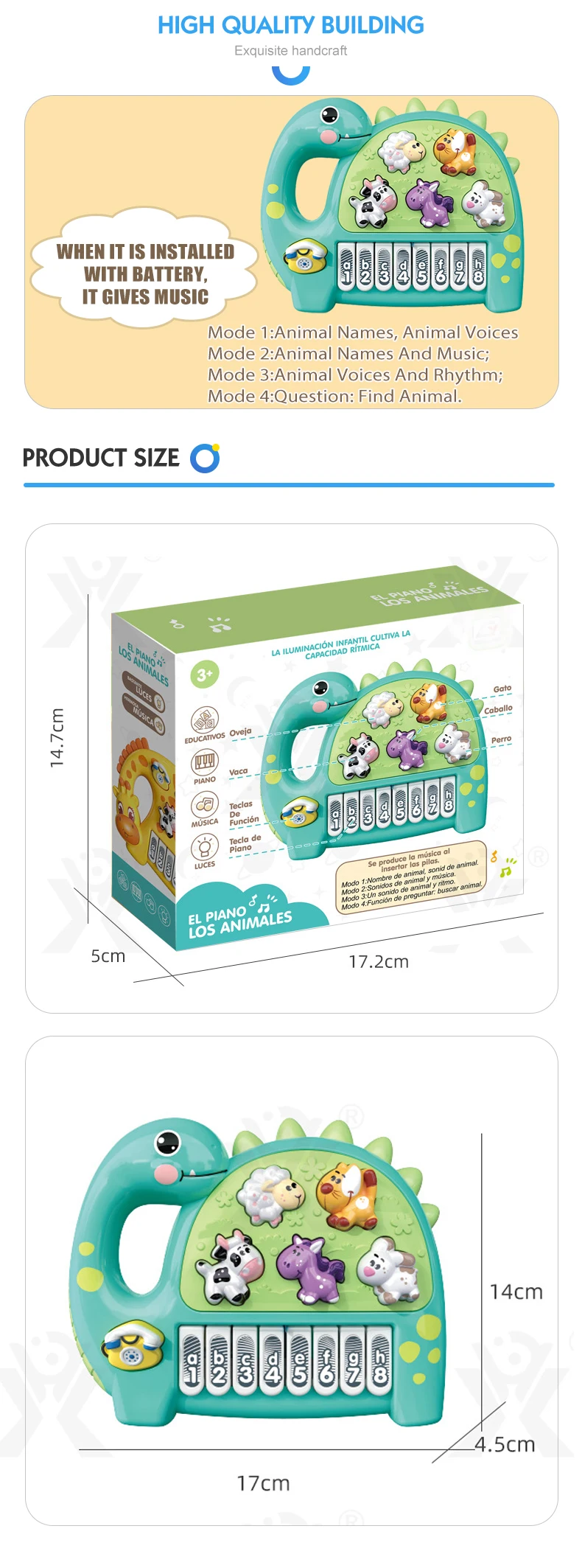 Cartoon Educational Dinosaur Piano Keyboard Musical Instruments Toys ...