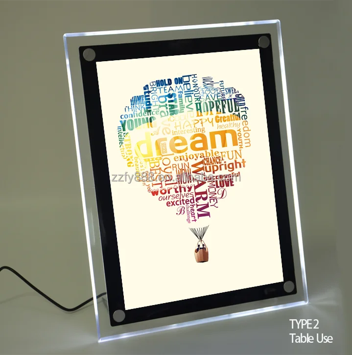 A3 A4 Custom Acrylic Led Photo Frame Menu Board Led Backlit Advertising Crystal Light Box - Buy ...