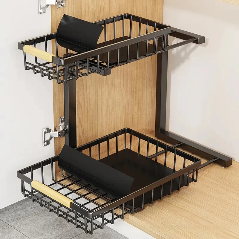 Kitchen Storage 2tier Sliding Cabinet Basket Drawer Under Sink ...