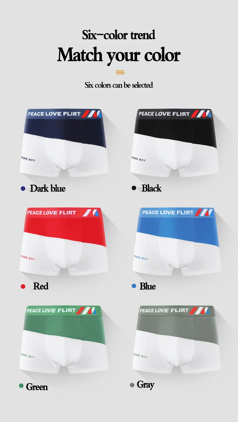 New Cotton Men's Underwear Boxer Shorts Cotton Printed Color Matching ...