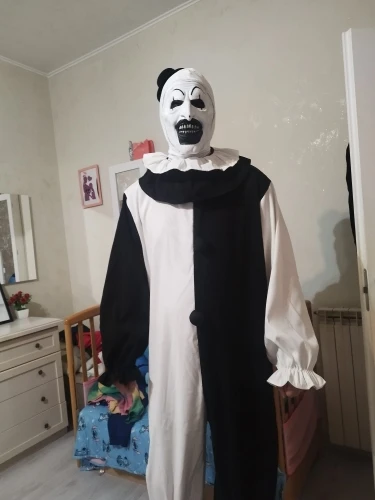 Terrifier Art Scary Clown Costume Mask with LED Eyes - Horror Halloween ...