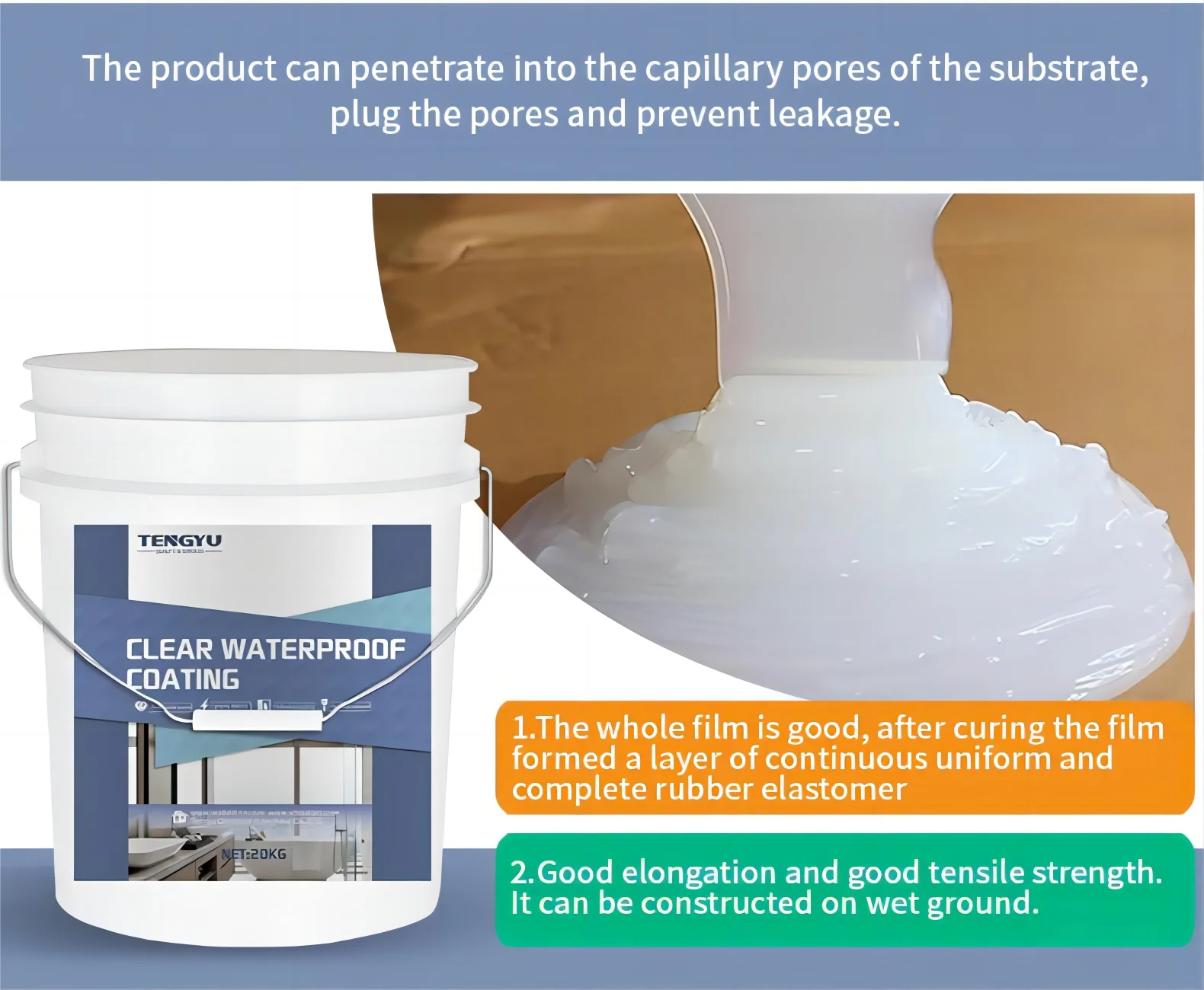 Anti Leakage Clear Transparent Roof Acrylic Waterproof Coating Glue For ...