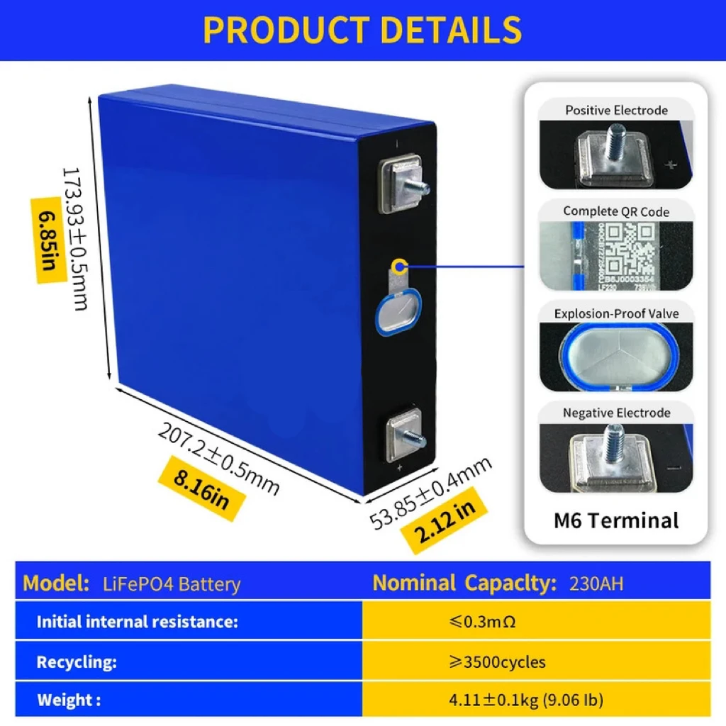 Hithium Lifepo4 280 Prismatic Battery Cell 3.2v Lifepo4 Battery 230ah ...