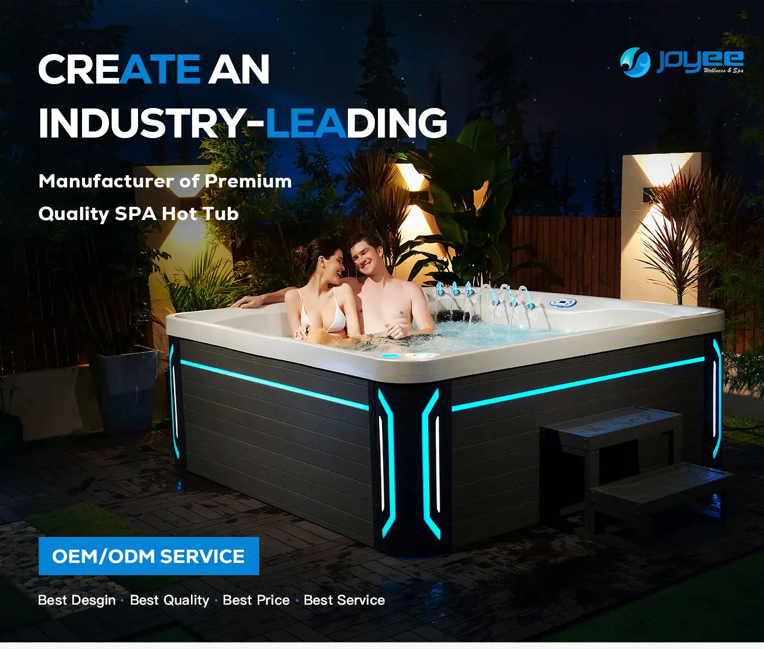JOYEE China Hot Tub OEM Balboa Luxury Gelcoat Overflow Outdoor ...