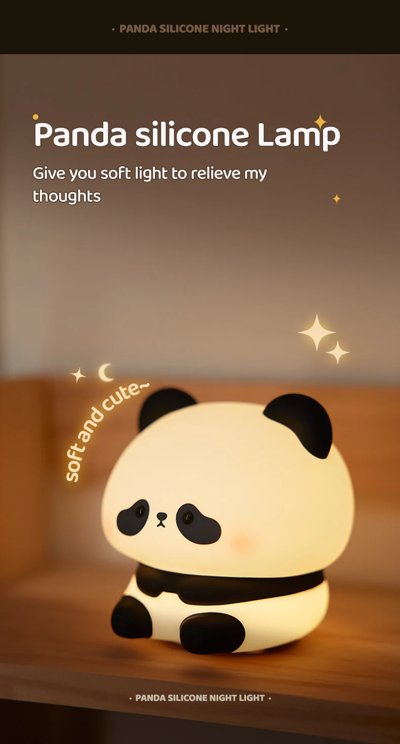 Baby Night Light Silicone - Cute Panda Lamp with Touch Sensor