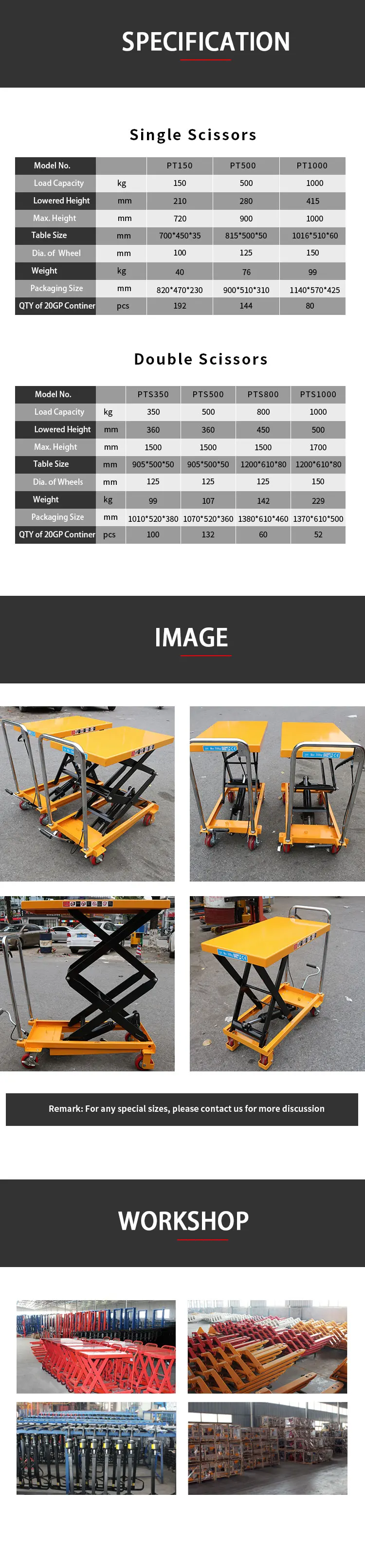 150kg to 1000kg Hydraulic Lift Tables - Manual & Scissor