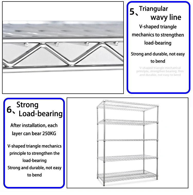 Heavy Duty 5 Tier Chrome Metal Storage Wire Shelf - NSF Approved
