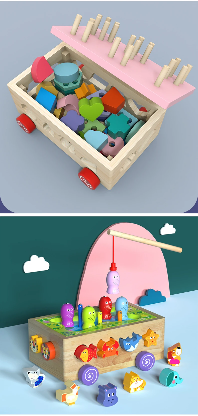 Wood Preschool Learning Kindergarten Educational Teaching Aids Shape ...