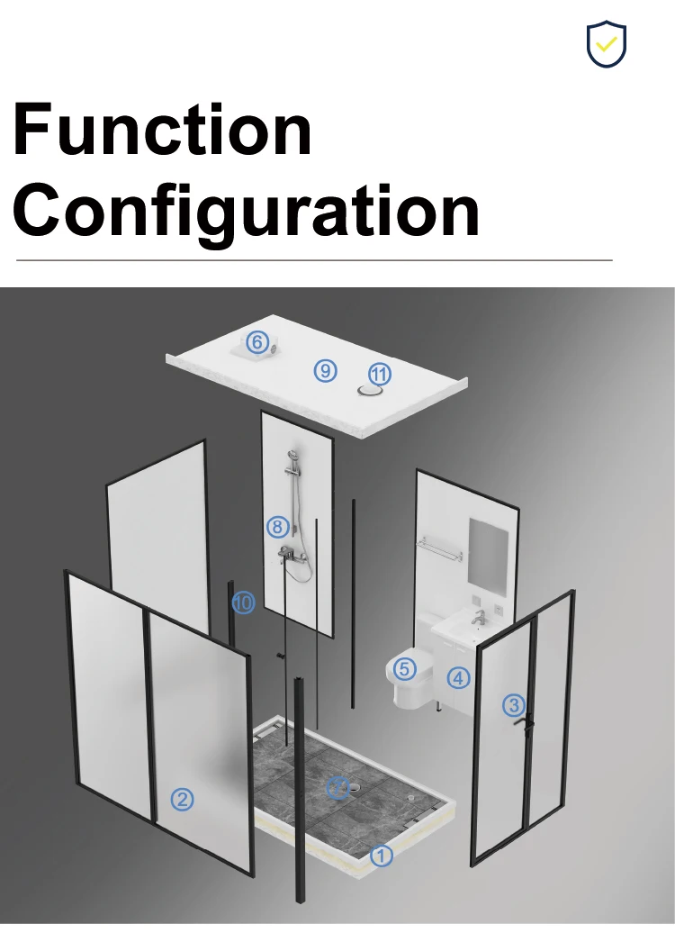 Luxury Style Precast Shower Toilet Combo - Marine Bathroom