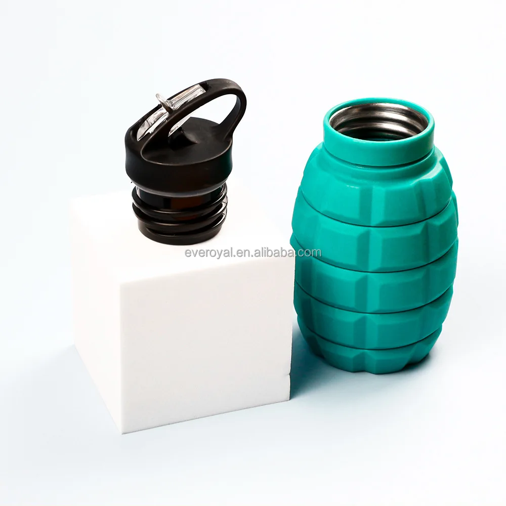 Customized Eco-friendly Collapsible Silicone Grenade Water Bottle - Buy ...