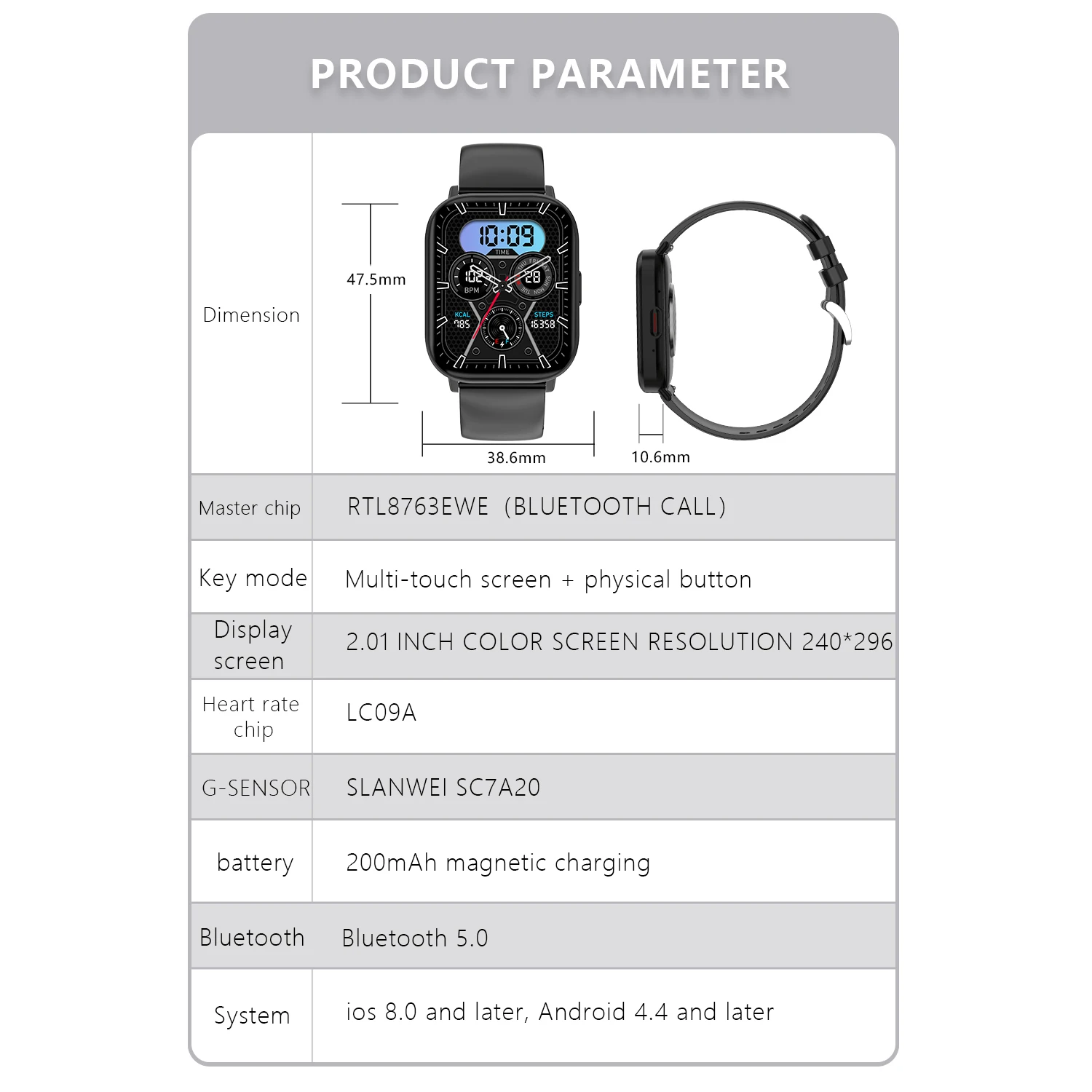 G127 Smart Watch - 2.01inch TFT Display with Voice Assistant