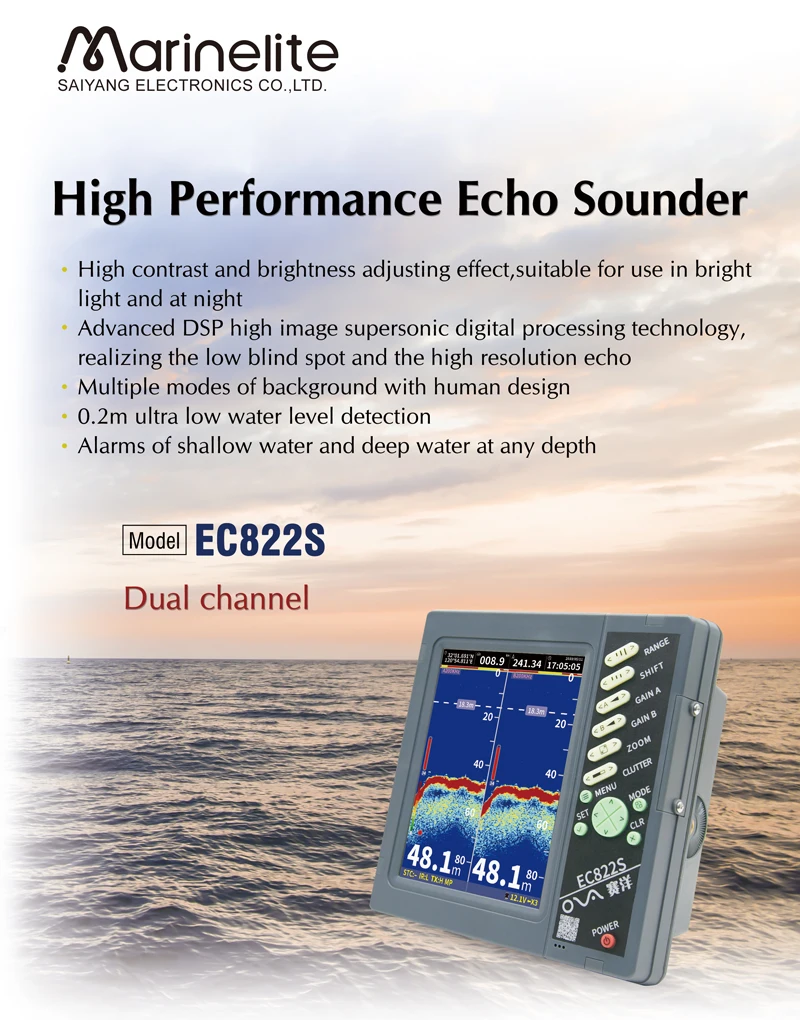 Ova High Resolution Fish Finder Depth Finder Ship Echo Sounder Marine ...