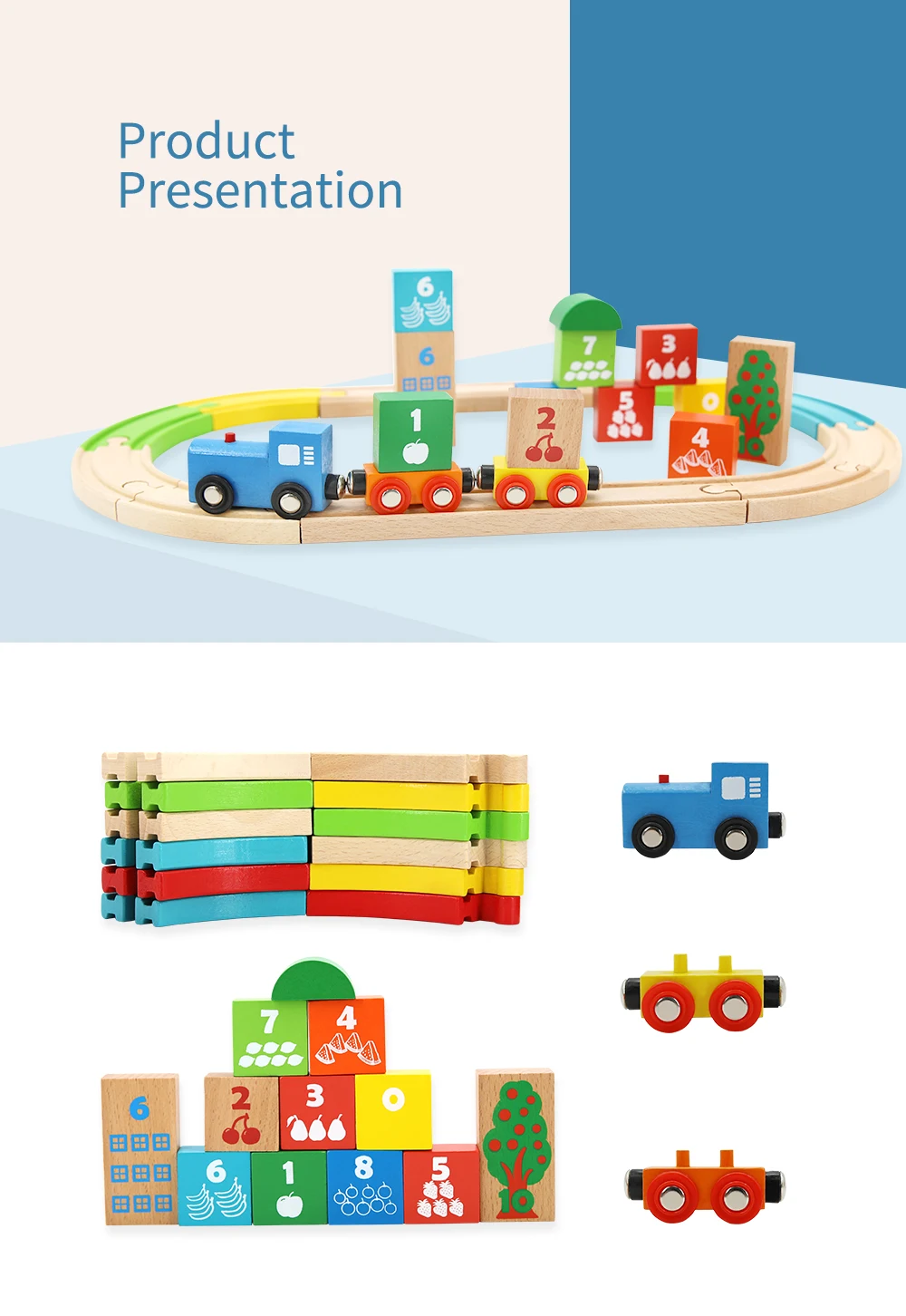 Small Assembled Car Track Wooden Train Train Set Puzzle Toys Building ...