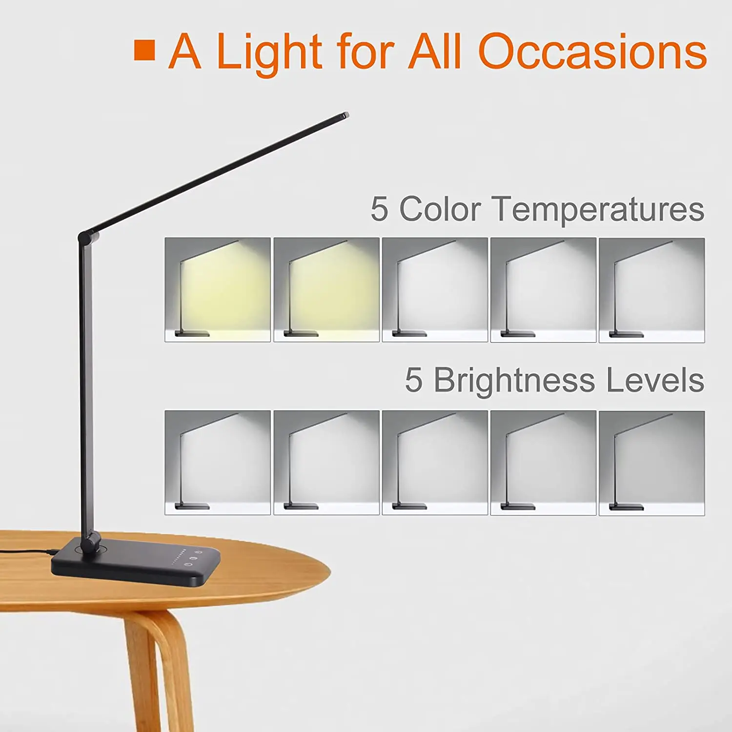 Aluminum Foldable USB Desk Lamp - Modern & Versatile Light