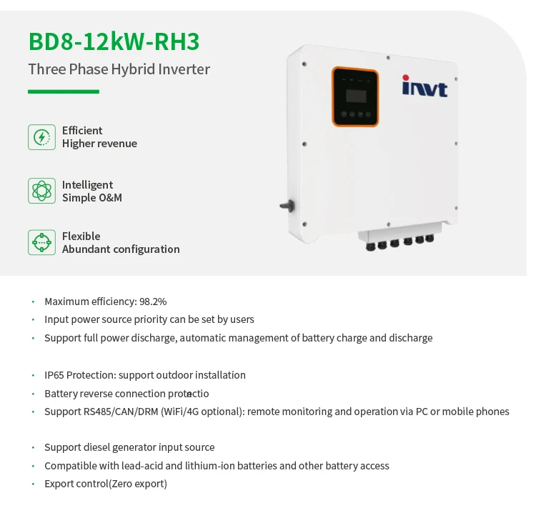 Invt Dual Mppt 10kw Solar Hybrid Inverter Pure Sine Wave On/off Grid ...