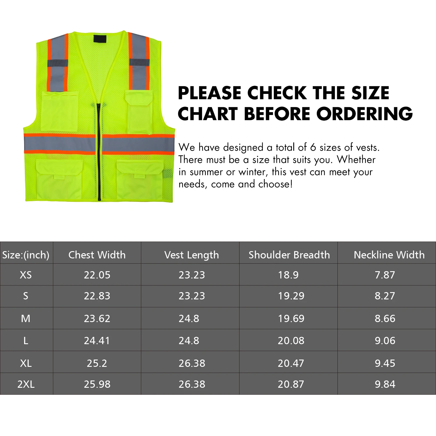 OSHA Reflective Class 2 Security Multi Pocket Safety Clothing Hi Vis ...