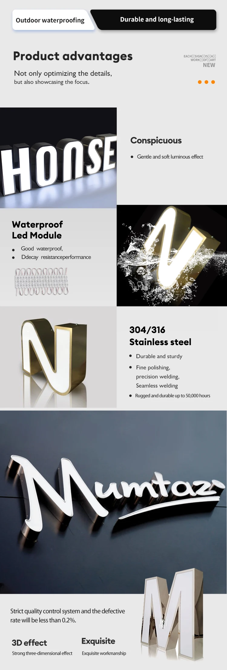 Outdoor Business Logo Advertising Sign LED 3D Letters with Frontlit ...