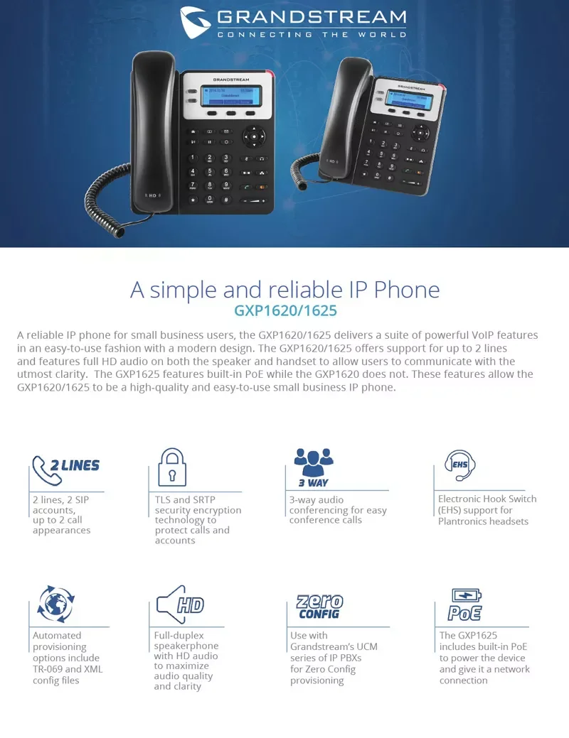 Grandstream GXP1620/GXP1625 IP Phones - High Quality & Reliable