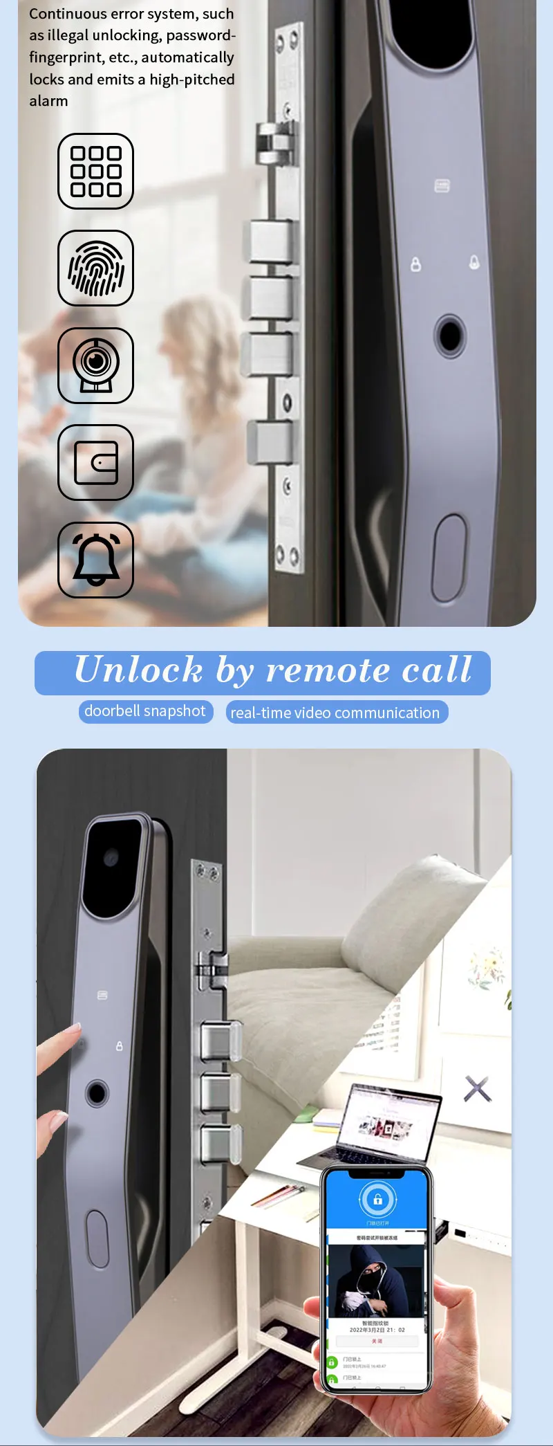 Biometric Fingerprint Smart Lock Digital Password Rfid Card Security ...