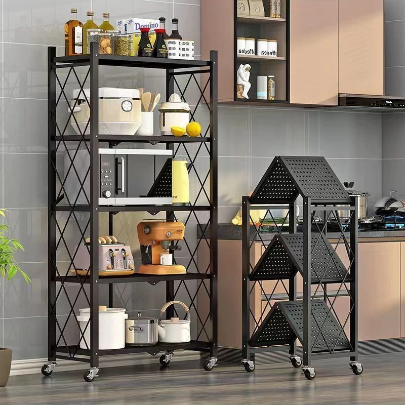 Metal Removable Folding Power Rack Collapsible Stackable Home Kitchen ...