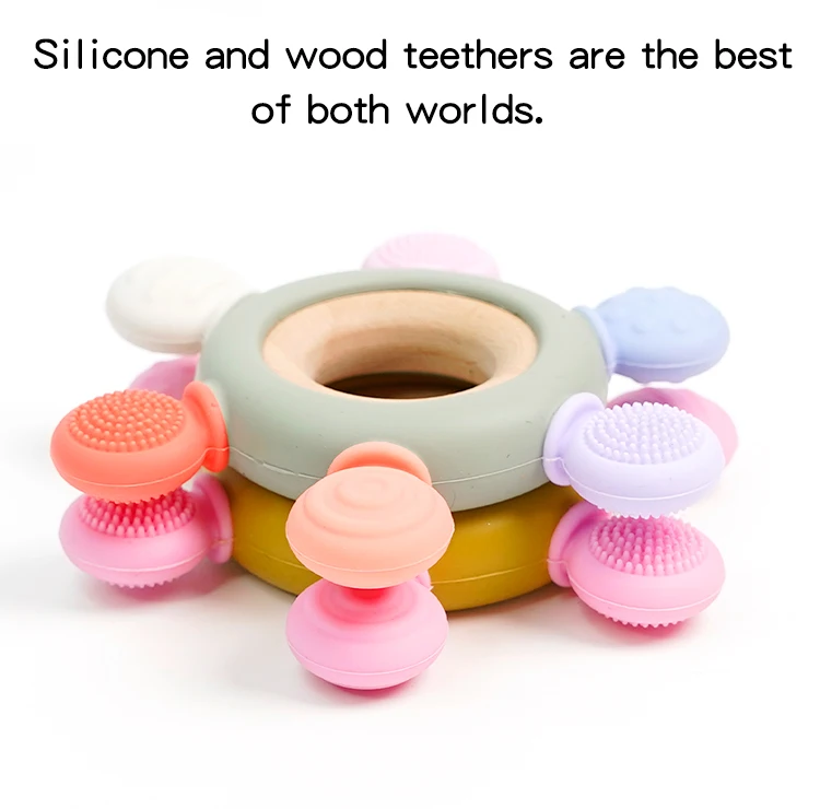Bpa Free Baby Teething Relief Chew Toys Silicone Rubber Teether With ...