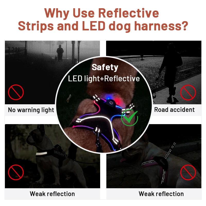 2025 New LED Light Dog Harness Vest - Custom Logo & Safety
