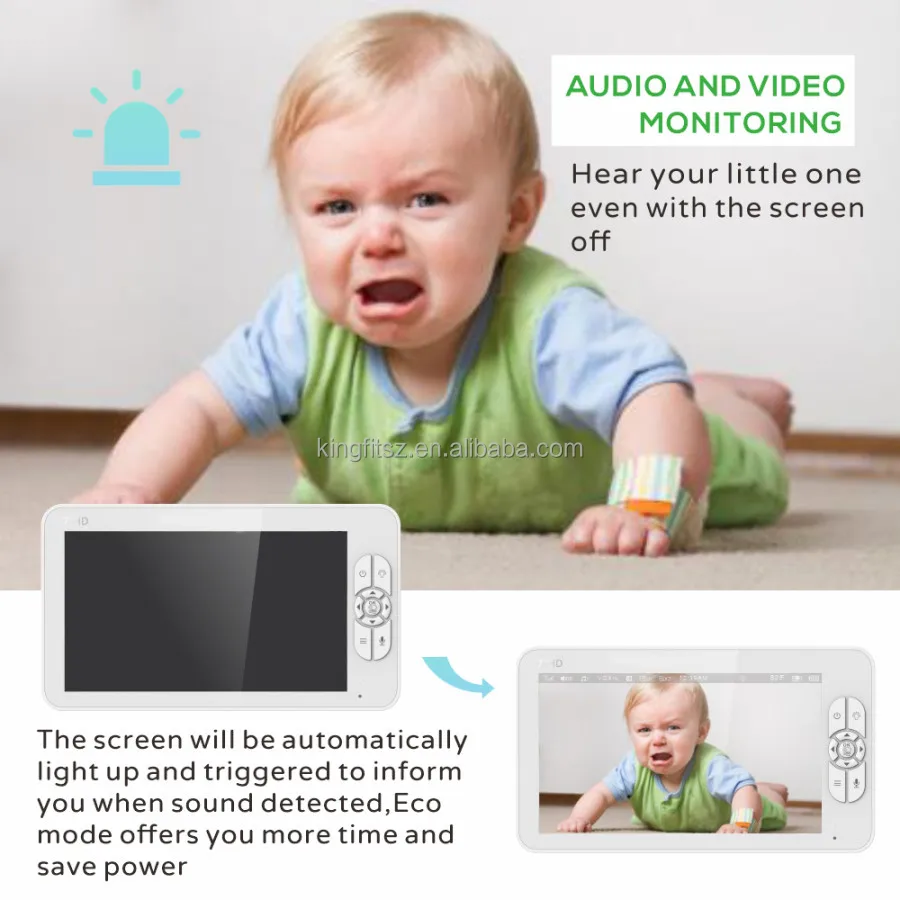 7 Inch LCD Display Screen Wireless Video IR Night Vision Baby Monitor