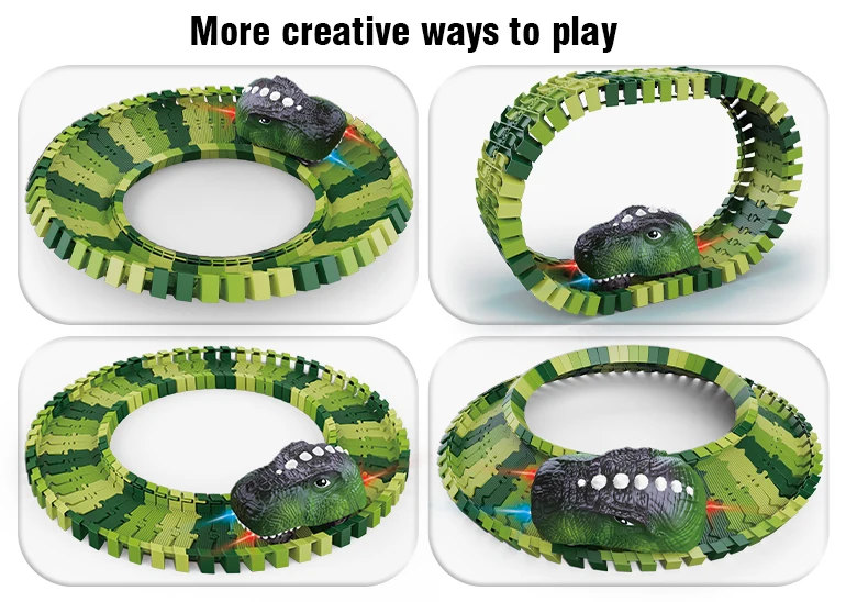 Creative DIY Assemble 183pcs Flexible Dinosaur Racing Car Track Set for ...