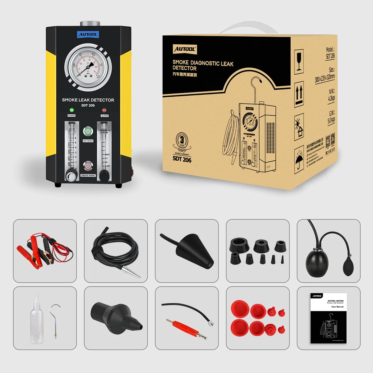 AUTOOL SDT206 Car Smoke Leakage Detector - Universal EVAP Leak Tester