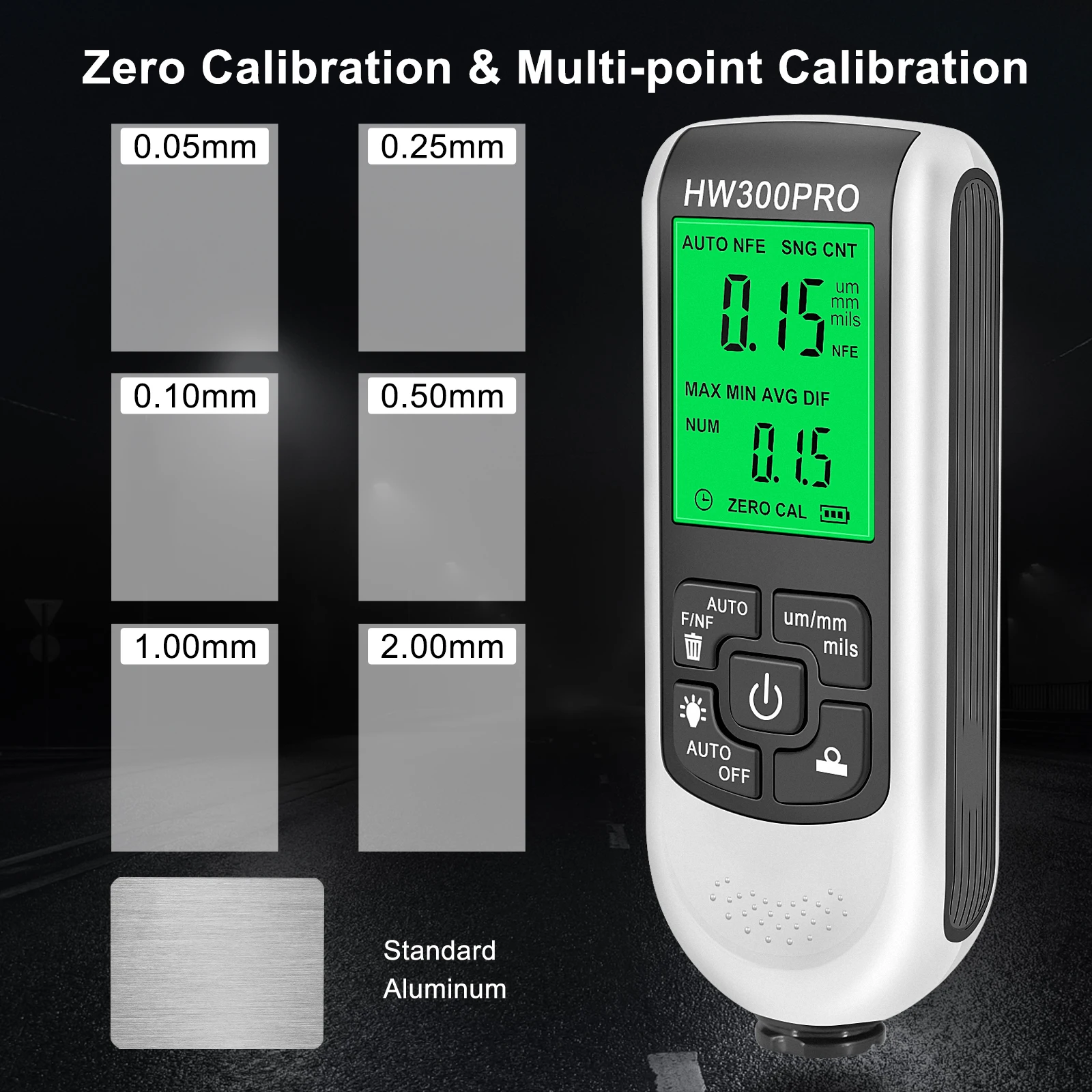 Digital Paint Coating Thickness Gauge Black/White Coating Paint Film ...