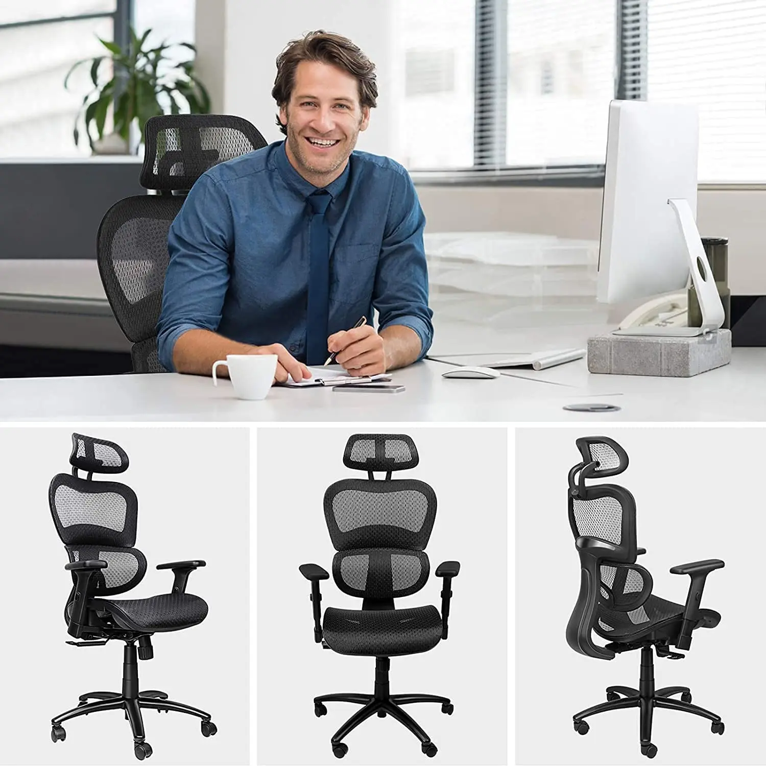 Henglin Adjustable Revolving Swivel Lift Executive Office Chair With ...