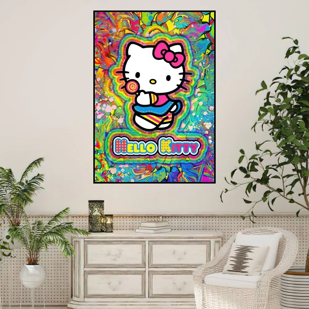Miniso Kawaii K-kitty H-hello Cute Poster Prints Wall Sticker Painting ...