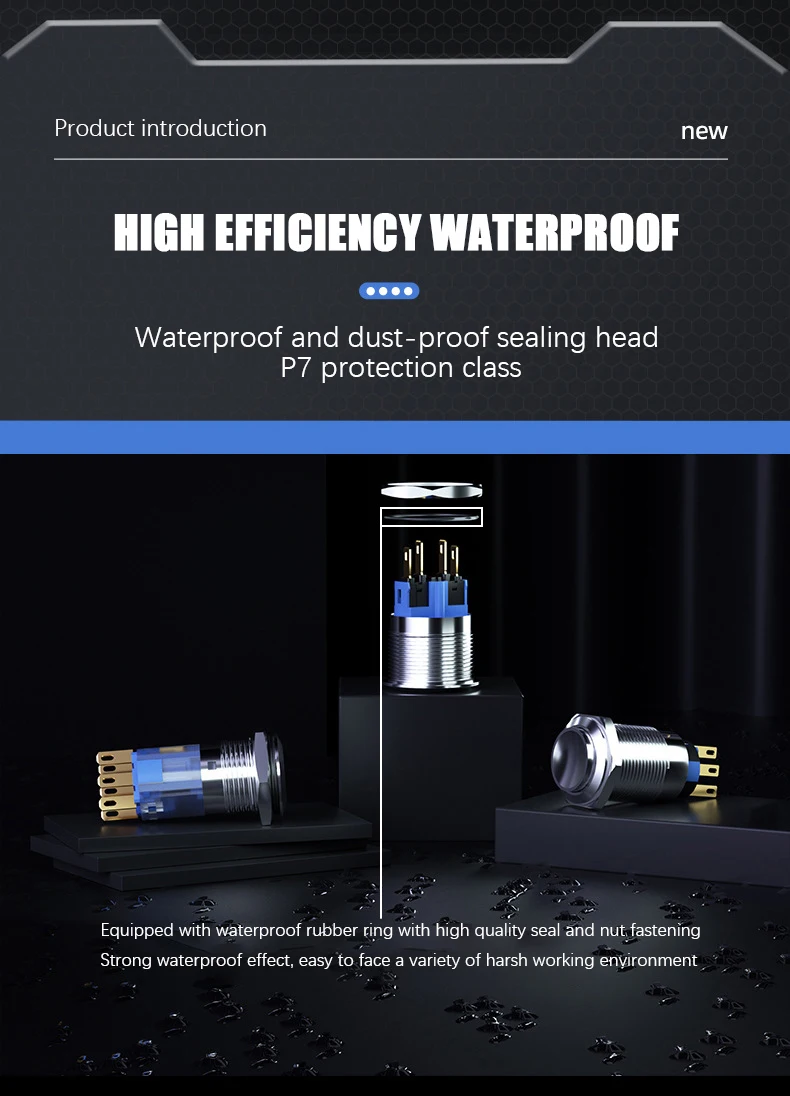 Kacon Kacon Metal Push-button Switch High Current 22mm Waterproof Self ...