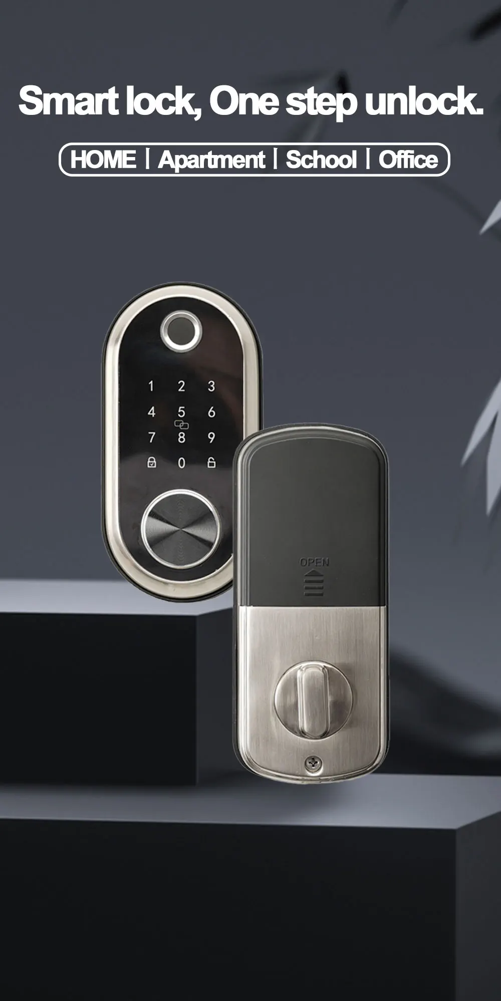 Home Security Door Fingerprint Unlock Office Electronic Lock Smart ...