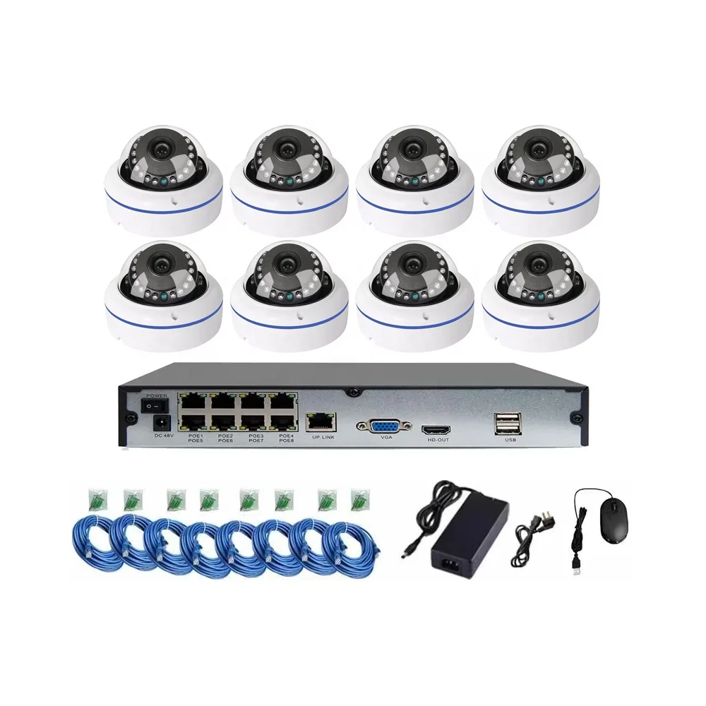 4K Dome POE CCTV IP Camera System with Audio 8CH POE IP CCTV ...