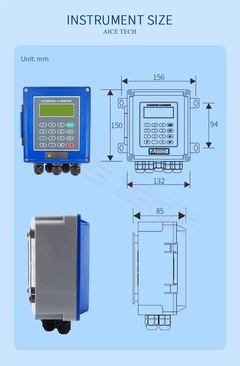 Wall Mounted Clamp Ultrasonic Flowmeter Wall Hanging Ultrasonic Flow ...