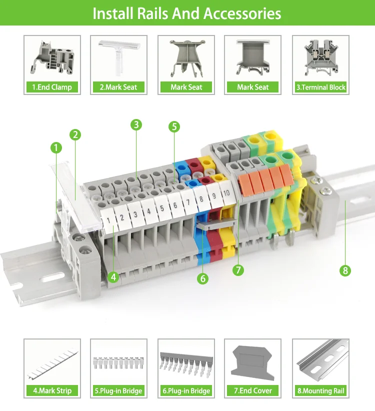 PT10 Push-in Type Din Rail Power Supplies Terminal Blocks