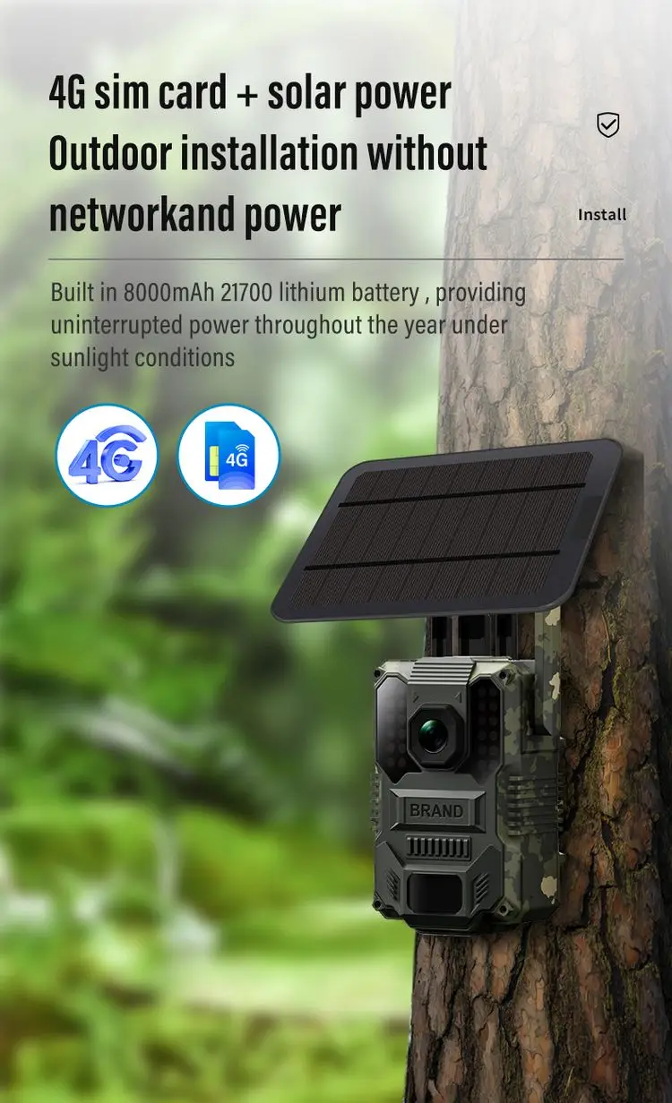 200W/400W 4G Solar Hunting Camera Night Vision Waterproof WiFi Wildlife ...