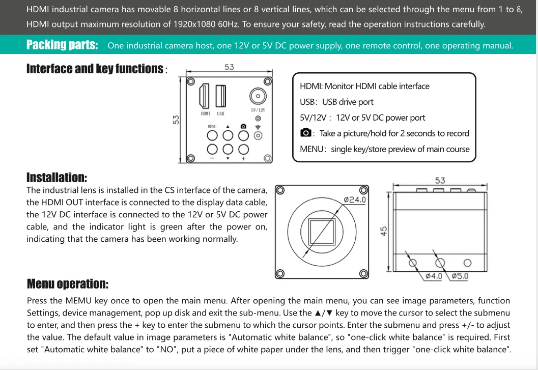 RF4 Full HD 2K Camera - High Resolution Microscope CCD