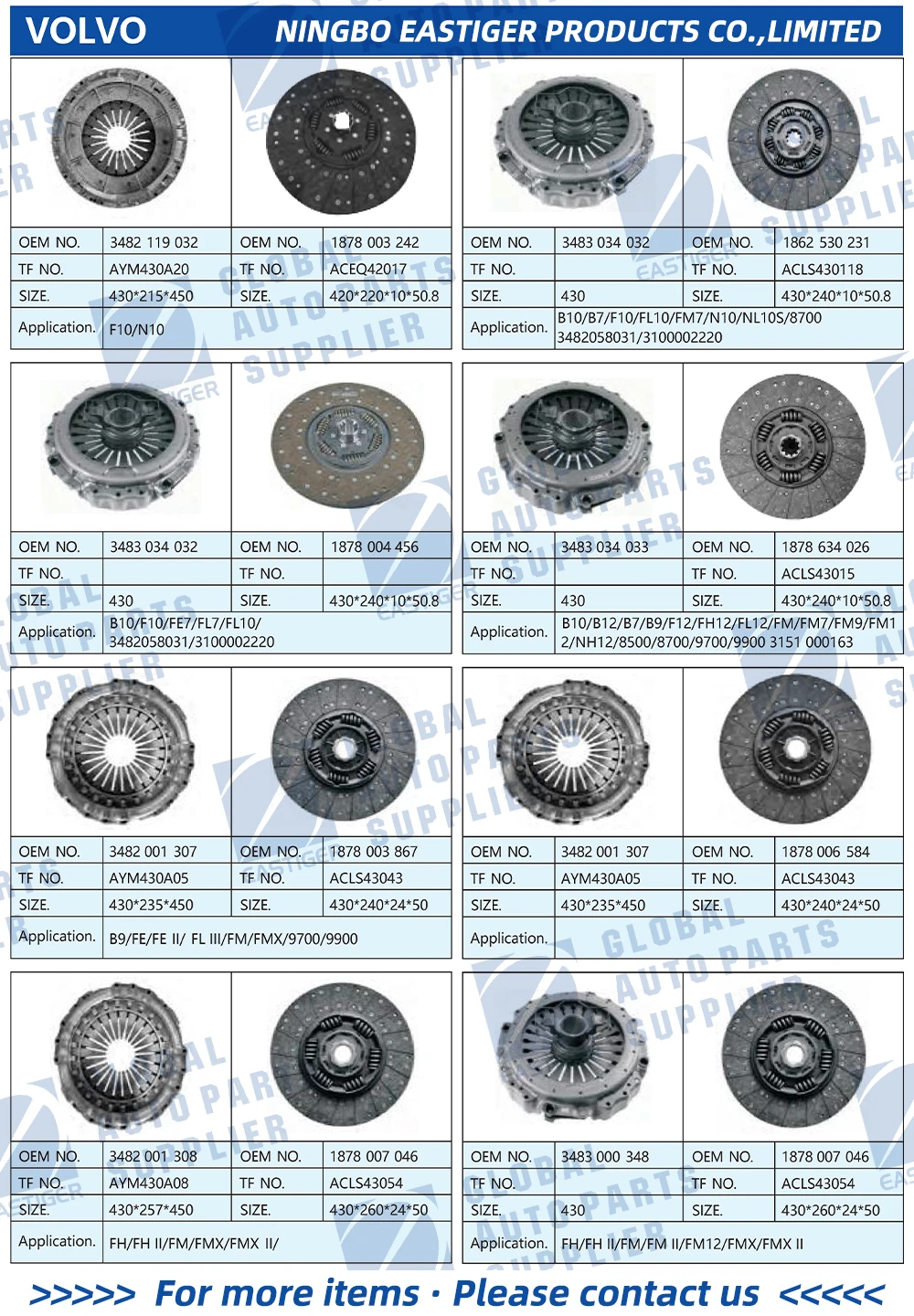 Truck Clutch for VOLVO FH / FM / FMX / FL / F/ N / NL / NH / B Series ...