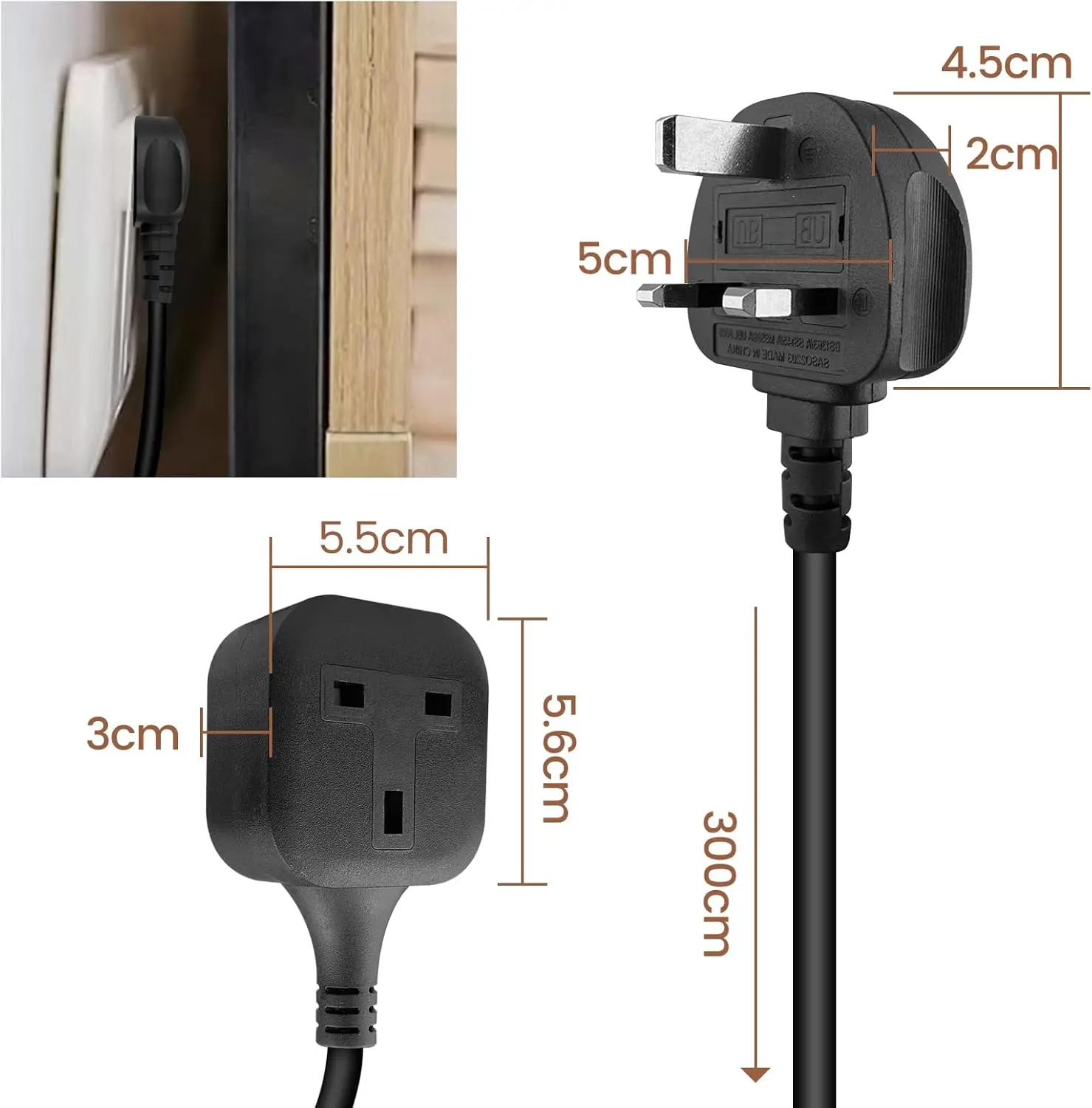 UK BS1363 Standard 13A Fuse - Heavy Duty Extension Cords