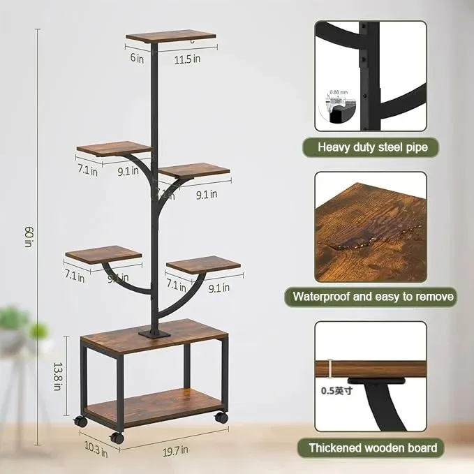 Multi-Layer Indoor Tree-Shaped Growth Lamp Stand Green Plant and Flower ...