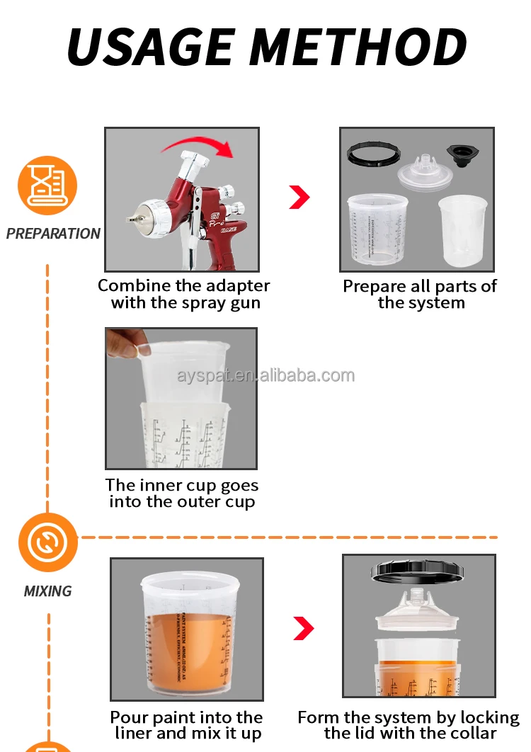 Hot Selling 600ml 125mic Spray Painting Gun Cup And Paint Measuring Cup ...