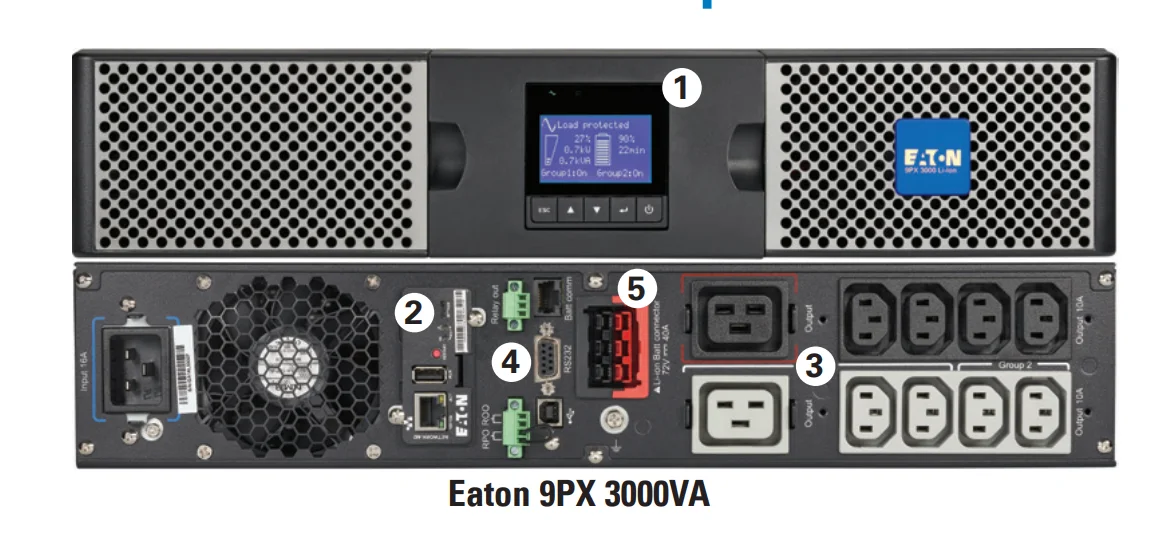 Eaton 9px Lithium-ion 3000w Online Ups Rt 2u Ups With Built-in Lithium ...