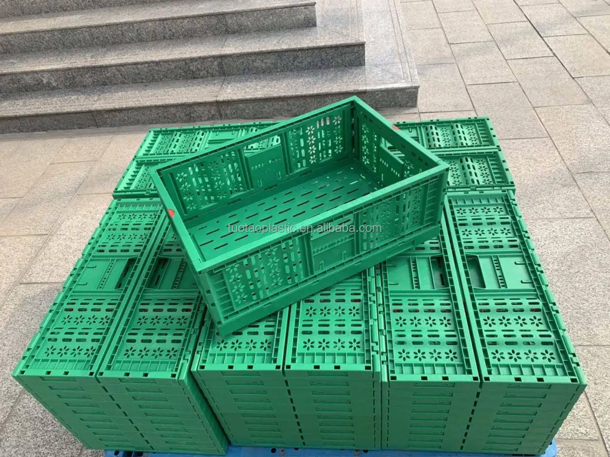 Hdpe Plastic Crates Folding Stackable Turnover Vegetables Logistics ...
